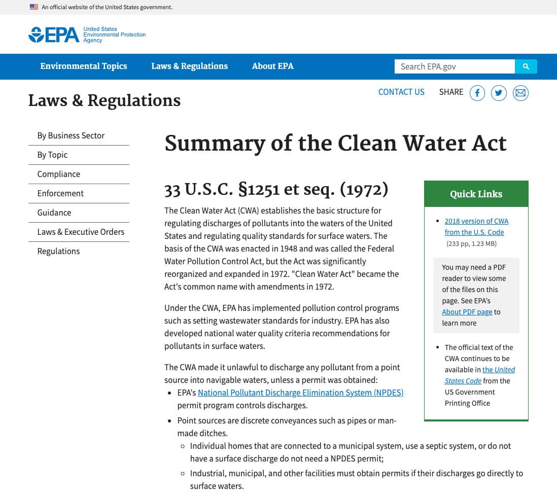 Summary Of The Clean Water Act Bronx River Alliance Summary Of The Clean Water Act Bronx River Alliance